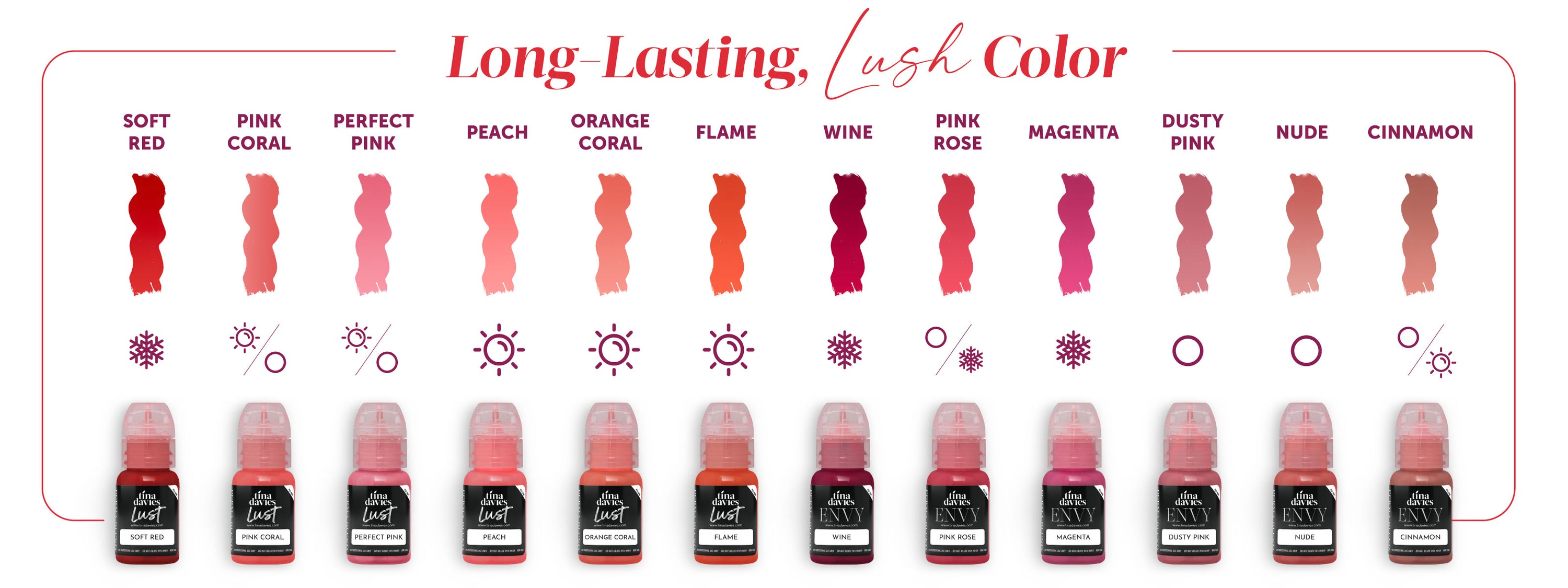 Tina Davies Envy Lip Pigment Collection - Long-Lasting PMU Lip Shades